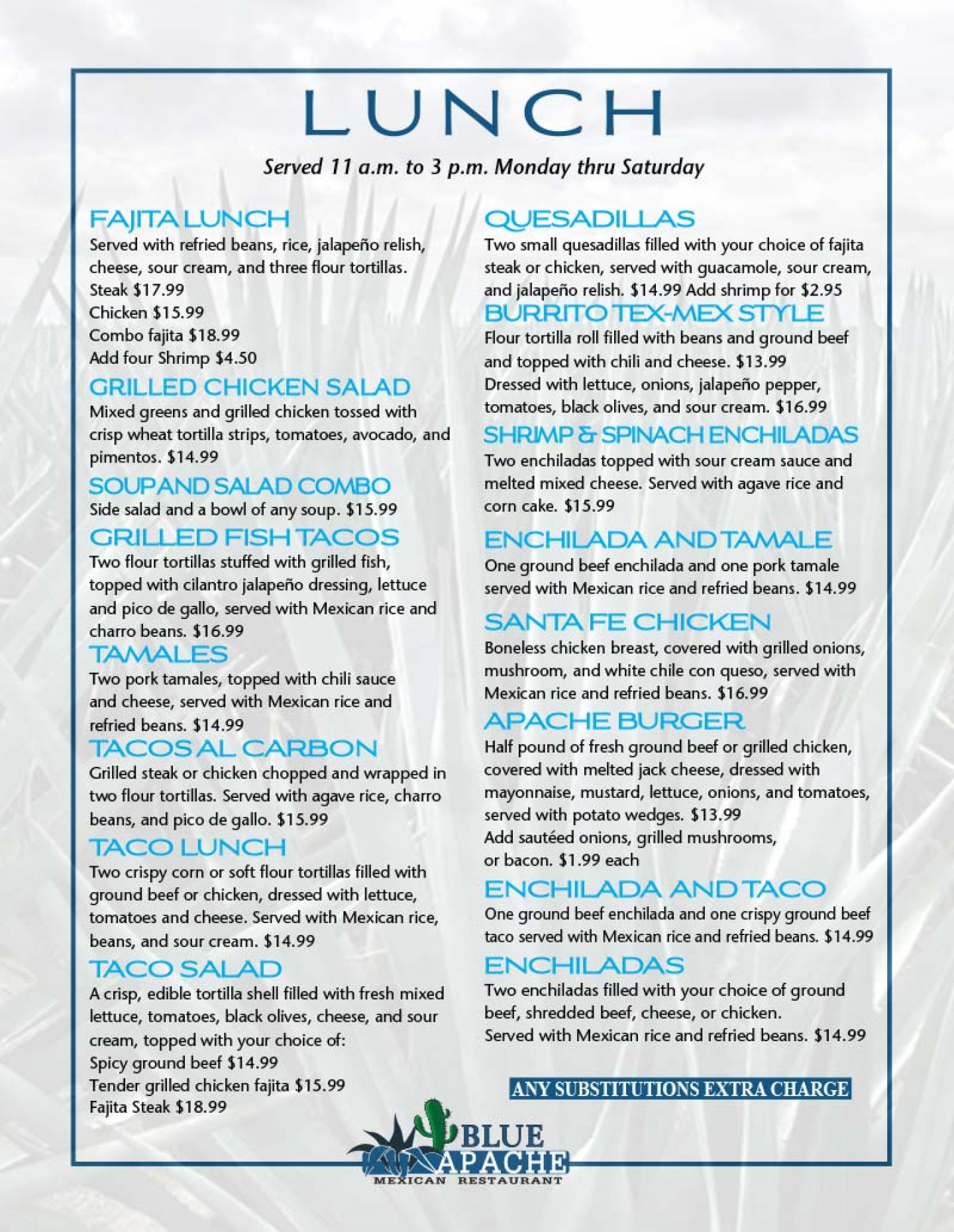 Lunch | Blue Apache Mexican Restaurant